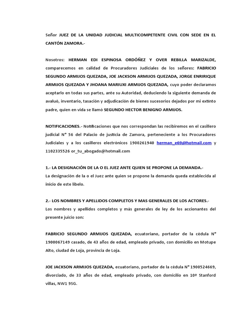 Armijos Jhoana (Demanda) | PDF Armijos Jhoana (Demanda) | PDF