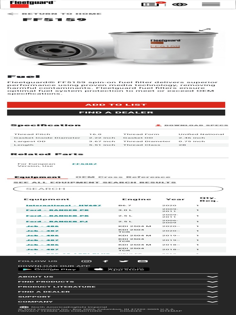 Product Details Fleetguard | PDF | Ford Motor Company