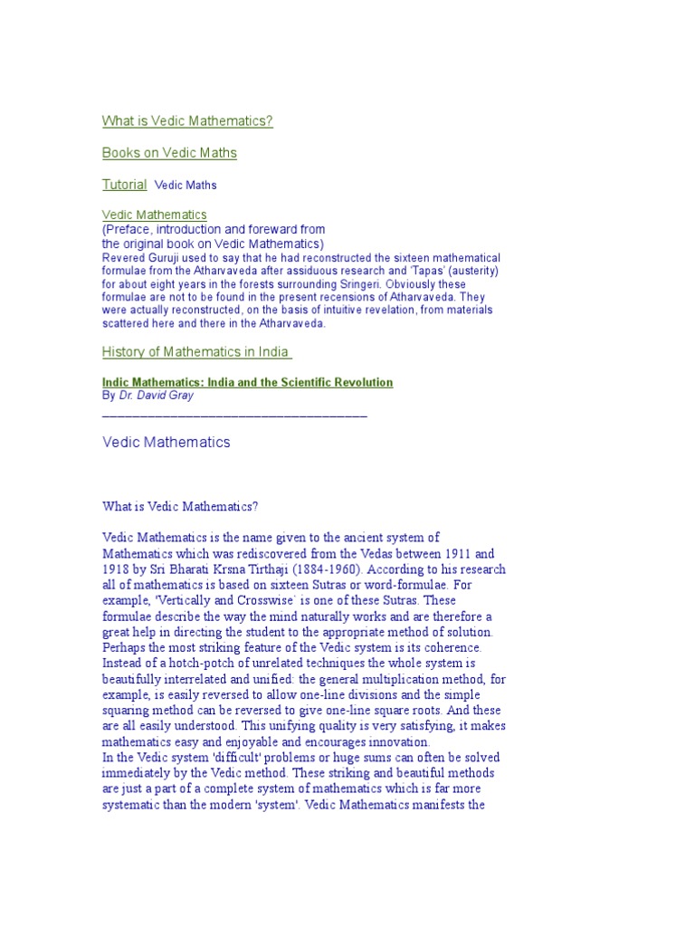 Vedic Mathematics Tutorials | PDF | Subtraction | Equations