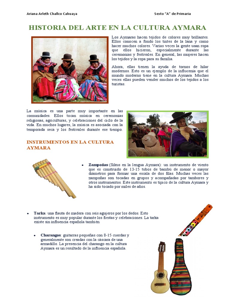 Breve Historia Del Arte de La Cultura Aymara | PDF | Instrumentos ...