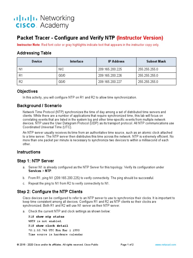 15.2.1 Packet Tracer - Configure and Verify NTP - ILM | PDF | Computer ... 15.2.1 Packet Tracer - Configure and Verify NTP - ILM | PDF | Computer ...