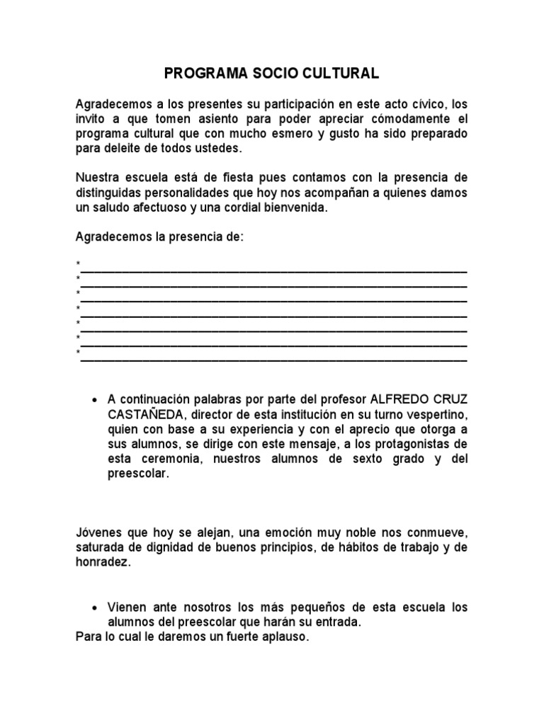 Programa Socio Cultural Clausura 17 - 18 Melchor | PDF