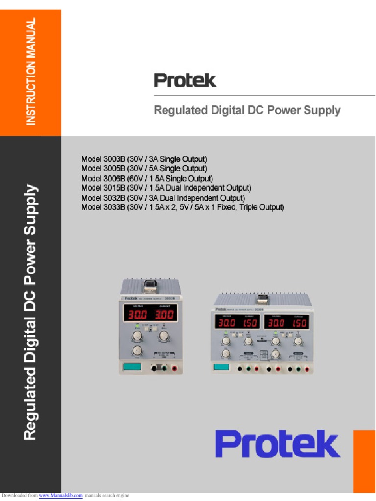 Protek 3003b 3005b 3006b 3015b 3032b 3033b DC Power Supply User Manual ...