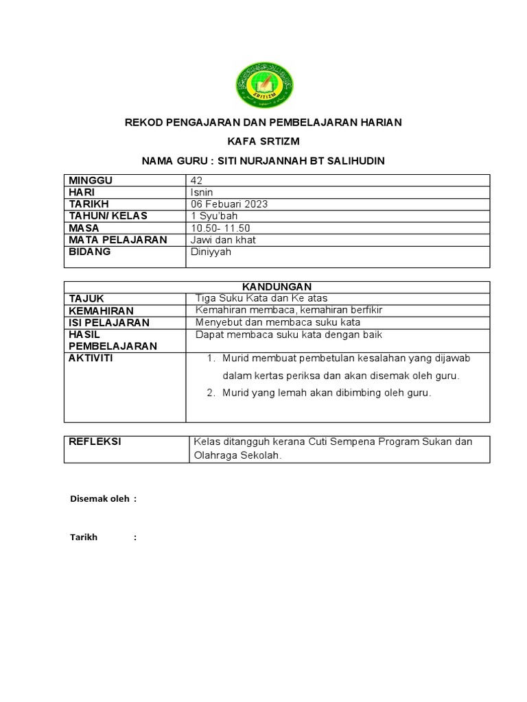 RPH Jawi 06-10 Febuari 2022 | PDF
