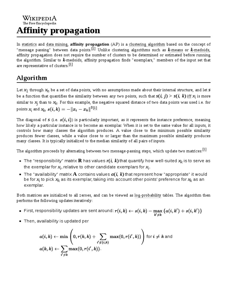 Affinity Propagation Pdf Algorithms Computer Programming