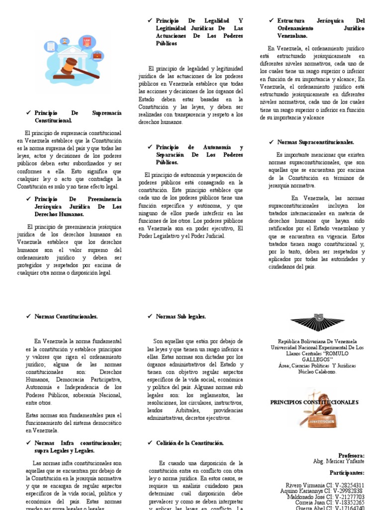 Triptico Derecho Constitucional | PDF | Constitución | Venezuela