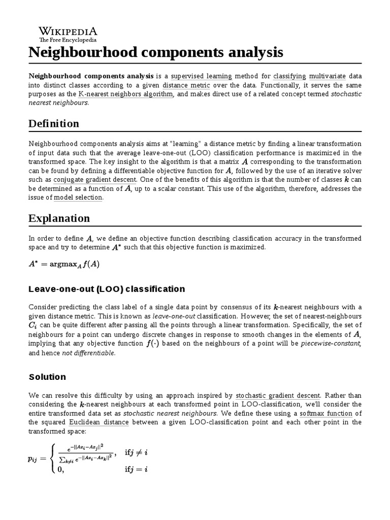 Neighbourhood Components Analysis | PDF | Analysis | Statistics