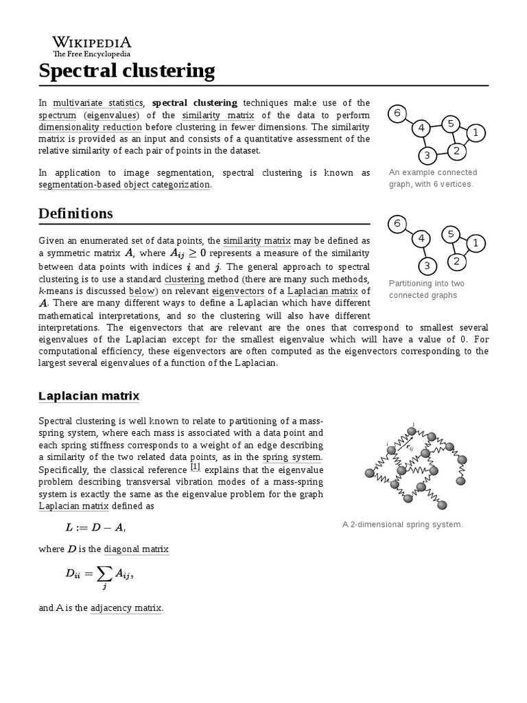 Spectral Clustering | PDF | Eigenvalues And Eigenvectors | Linear Algebra