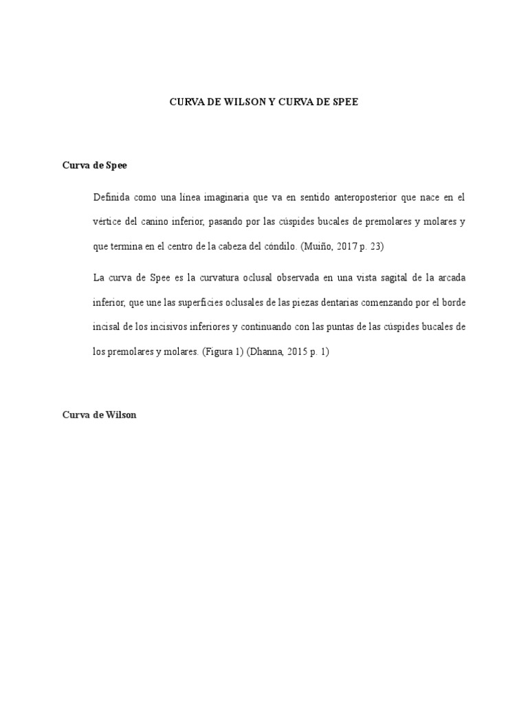Curva de Spee y Wilson | PDF | Ortodoncia | Odontología