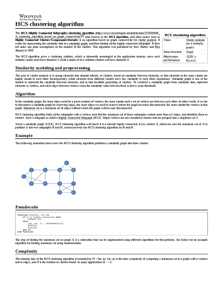 Hcs Clustering Algorithm Pdf Computational Complexity Theory Algorithms And Data Structures 