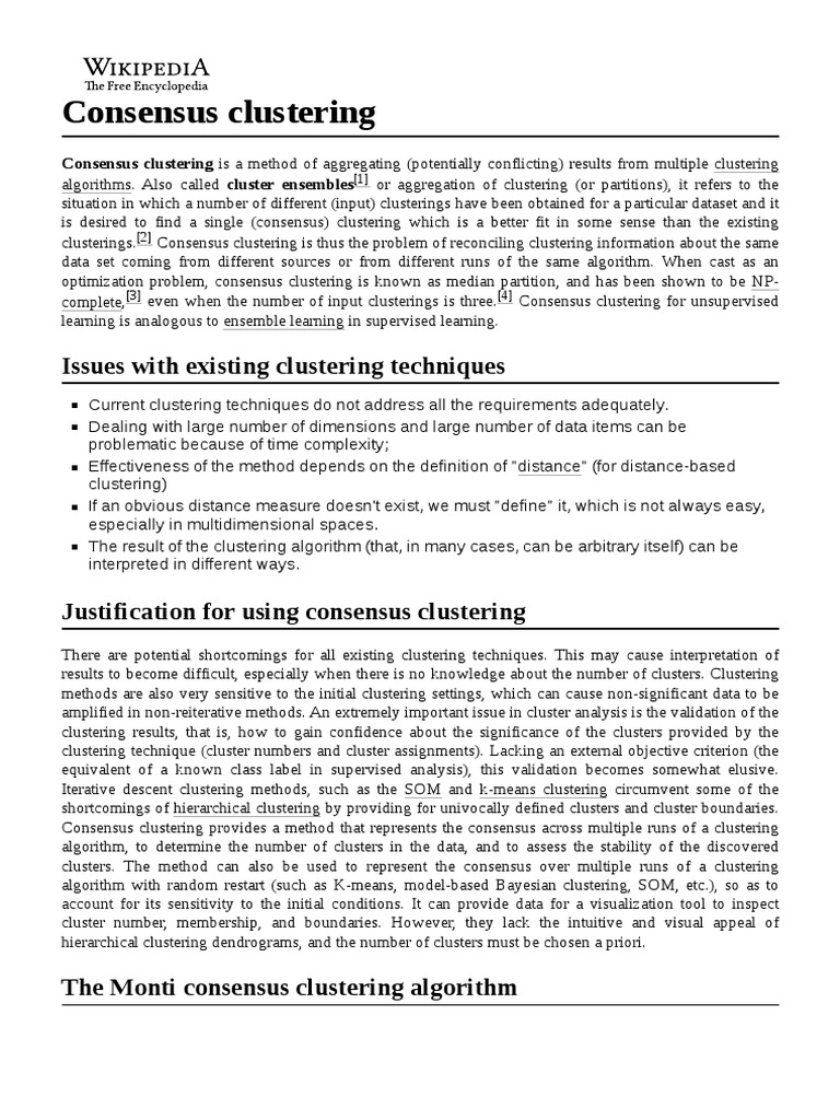 Consensus Clustering Pdf Algorithms Data Analysis