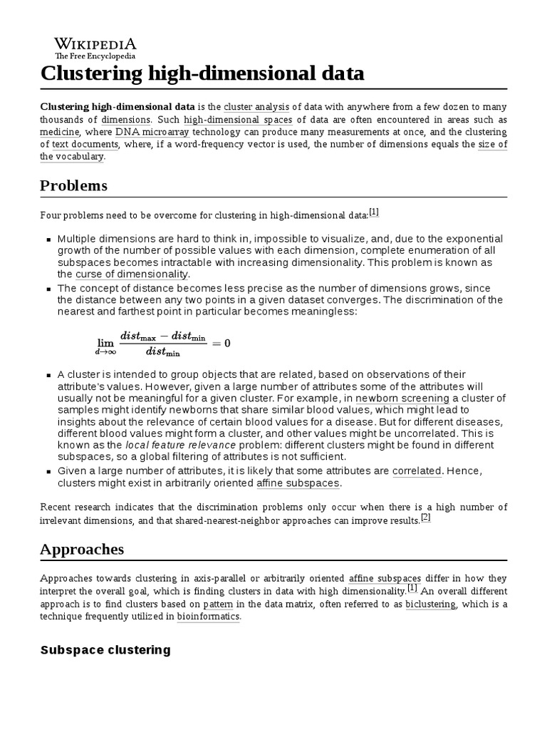 Clustering High-Dimensional Data | PDF | Data Analysis | Information Science