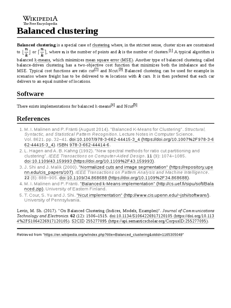 Balanced Clustering | PDF