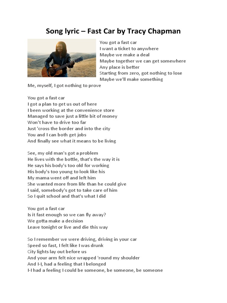 Tracy Chapman Fast Car | PDF