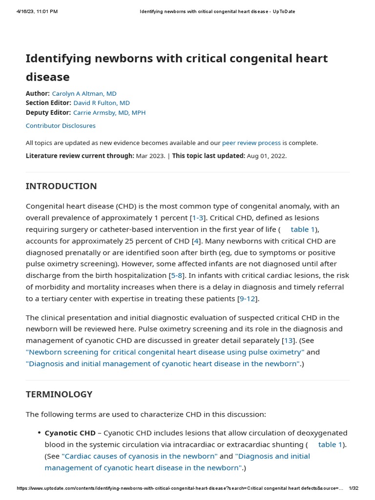 Identifying Newborns With Critical Congenital Heart Disease | PDF ...