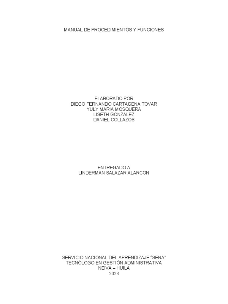 Manual de Procedimientos y Funciones | PDF | Planificación | Ciencia ...