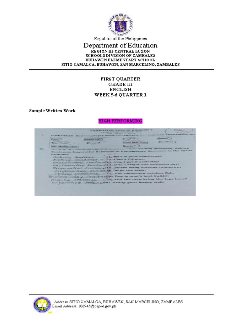 English Written Works and Performance Task | PDF | Human Communication ...