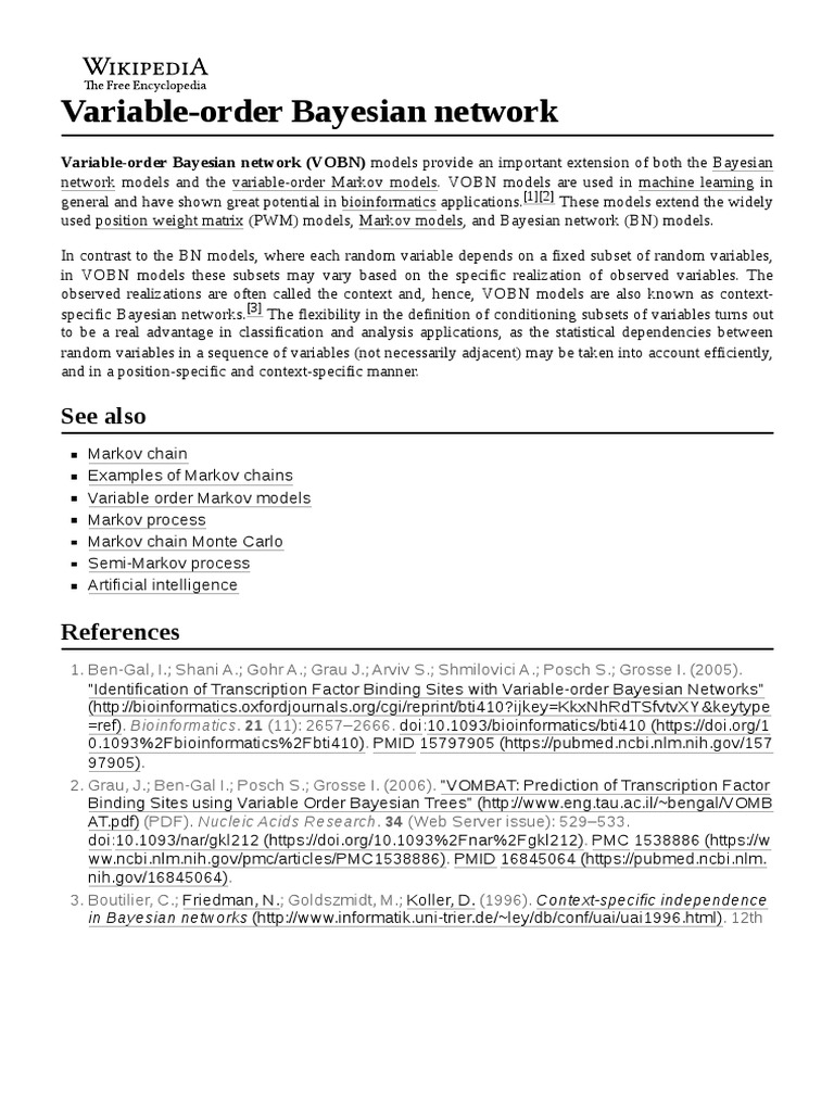 Variable-order_Bayesian_network | PDF | Bayesian Network | Markov Chain