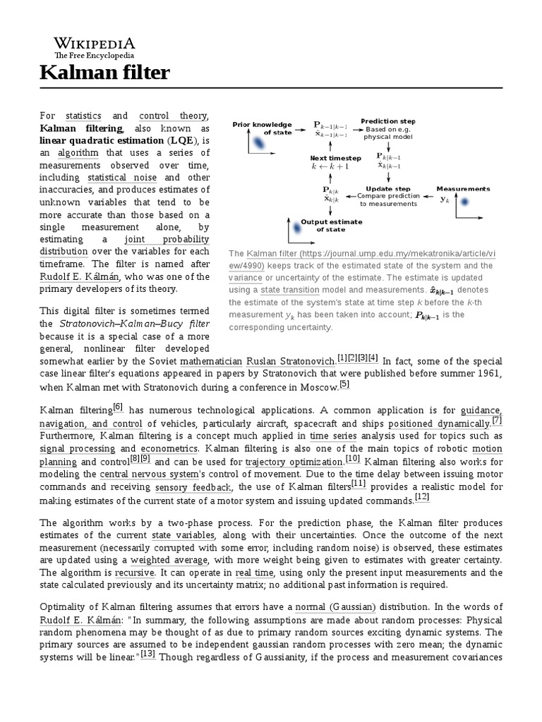 Kalman Filter | Download Free PDF | Kalman Filter | Applied Mathematics Kalman Filter | Download Free PDF | Kalman Filter | Applied Mathematics