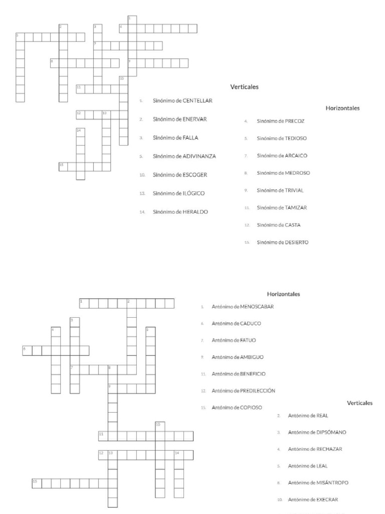 Crucigramas CATEGORÍA GRAMATICAL | PDF