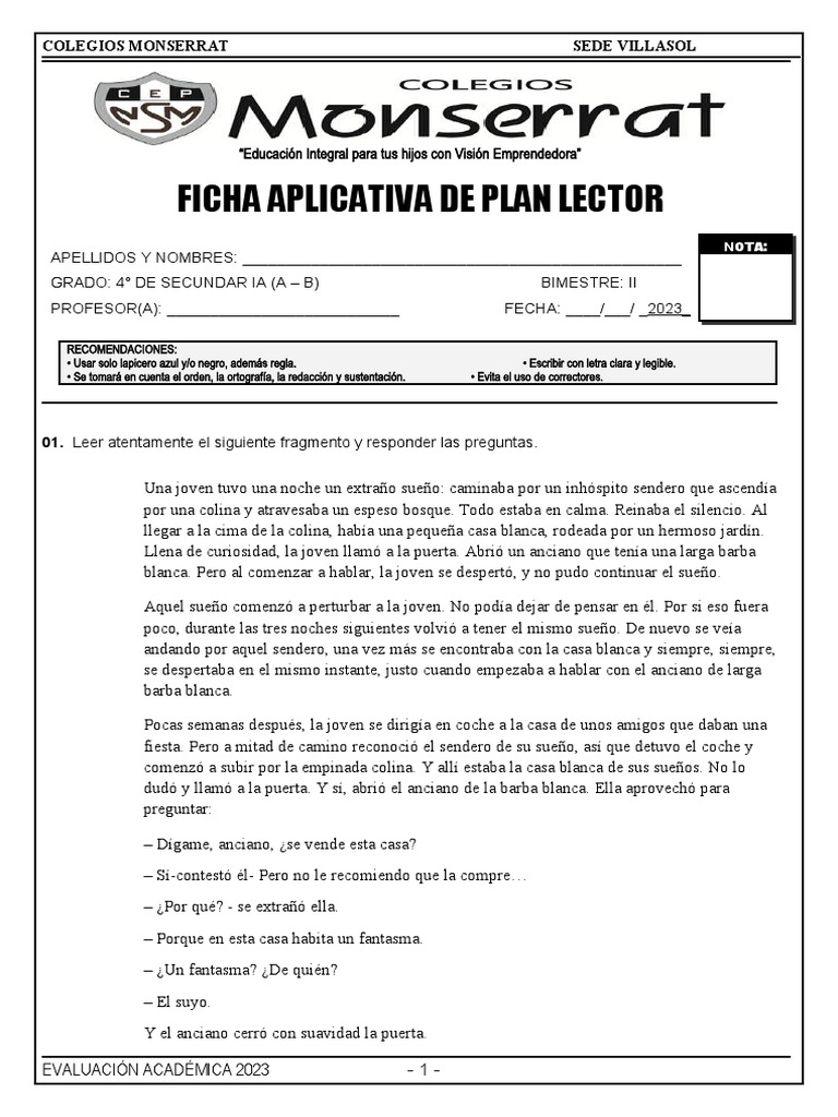 PLAN LECTOR 4to | PDF