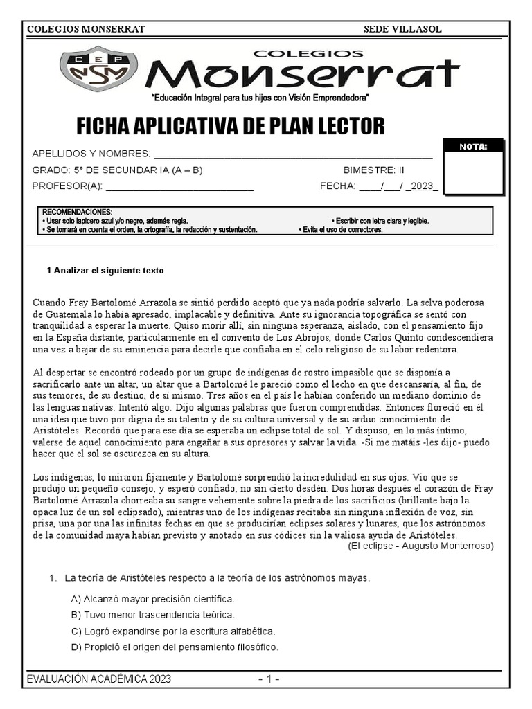 Plan Lector 5to Pdf