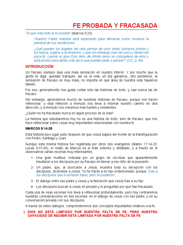 03 Fe Probada y Fracasada | PDF | Oración | Jesús