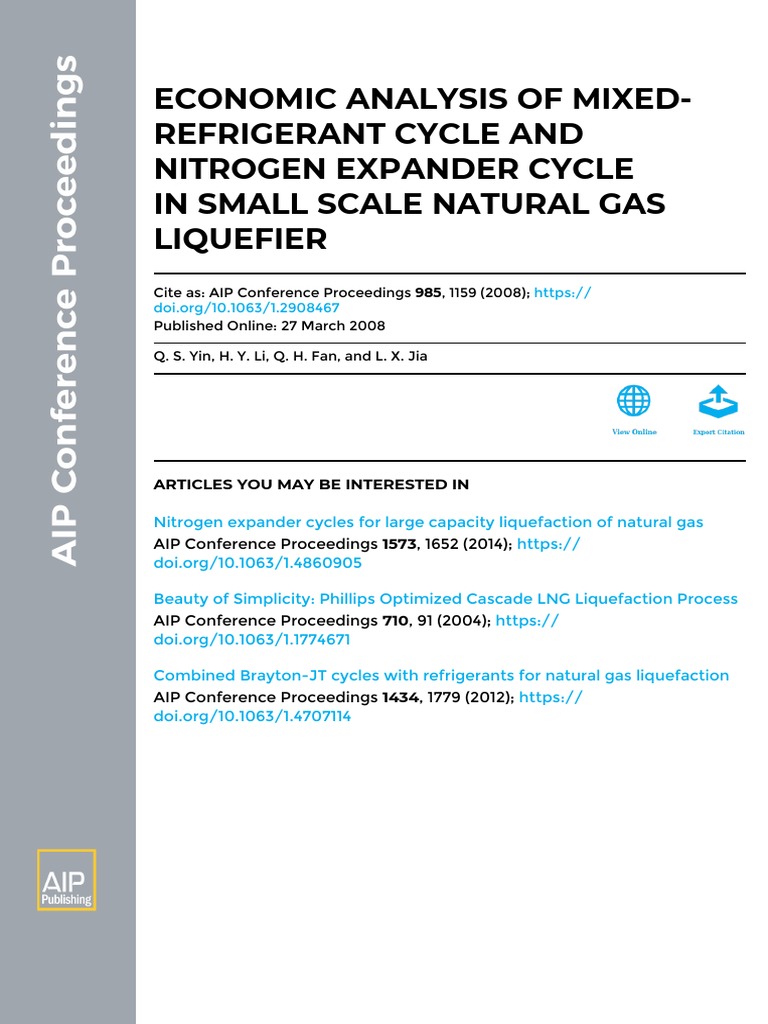 Economic Analysis of MR and N2 Expander LNG Processes - 2008 | PDF ...