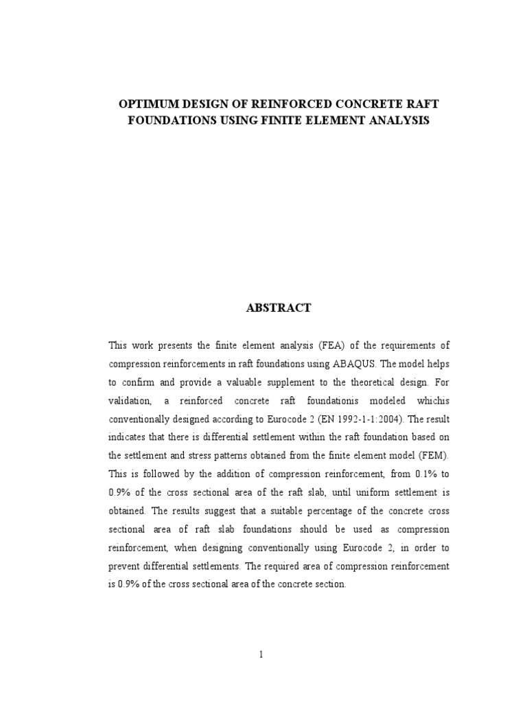 Optimum Design of Reinforced Concrete Raft Foundations Using Finite Element Analysis | PDF ...