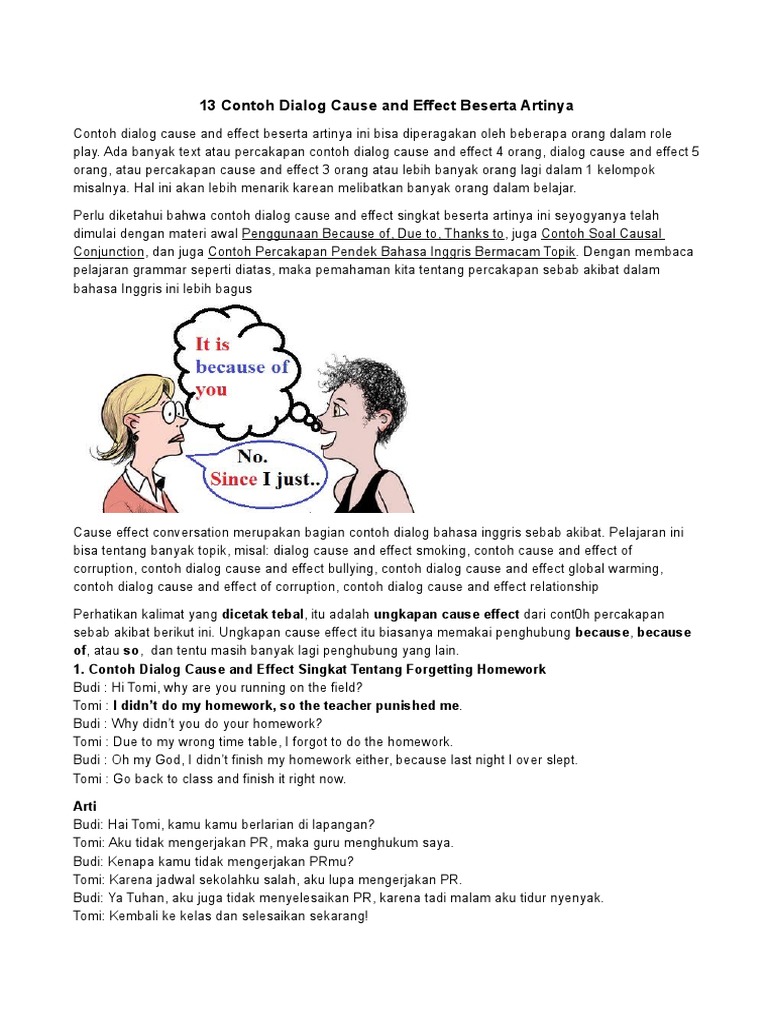 13 Contoh Dialog Cause and Effect Beserta Artinya | PDF