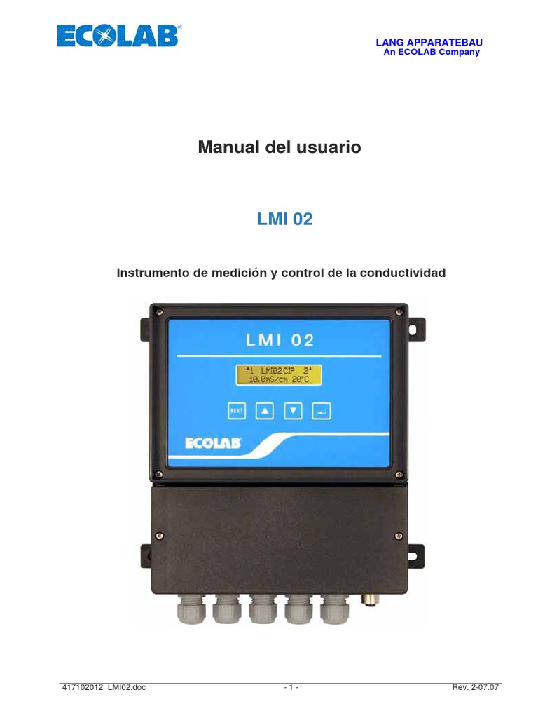 Manual del Usuario LMI 02 Ecolab | PDF | Relé | Medición
