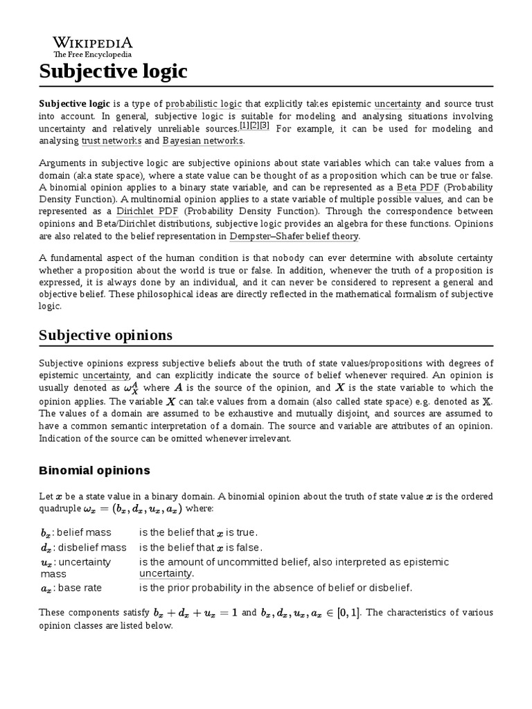Subjective Logic | PDF | Logic | Mathematics