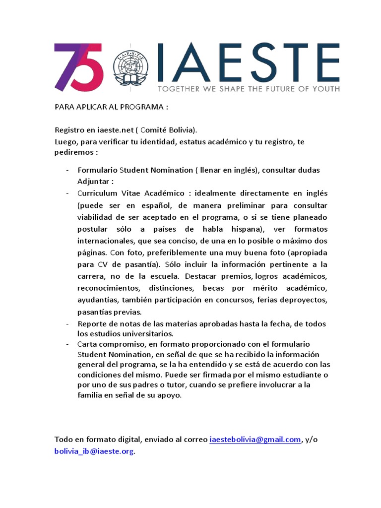 Instrucciones para Aplicar A IAESTE 2023 | PDF