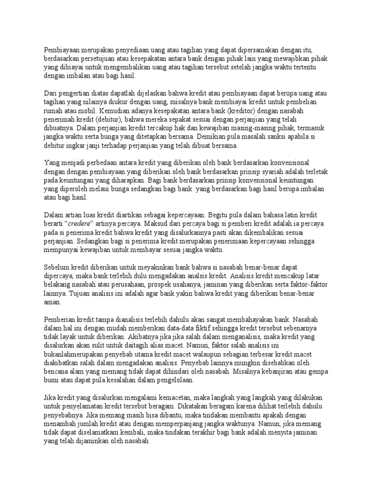 Perbedaan Kredit Dan Pembiayaan | PDF | Bisnis | Pengelolaan Keuangan ...