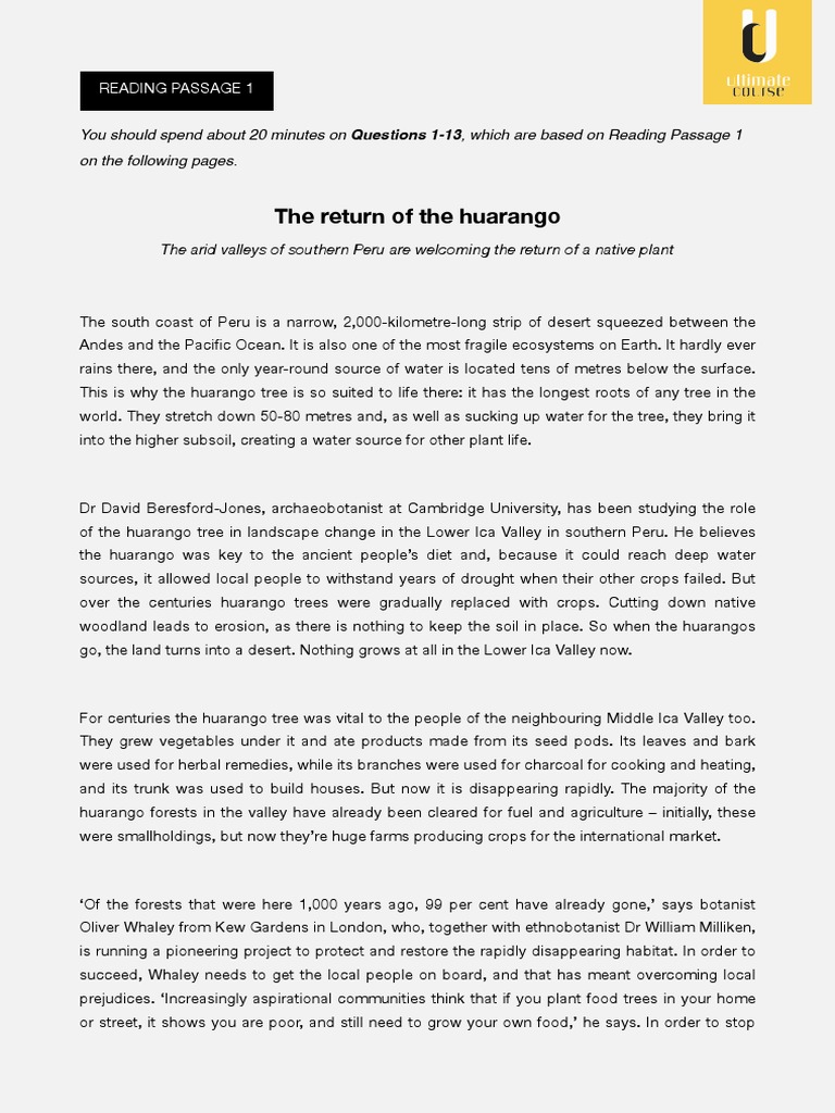 Pre Test Reading Passage Pdf