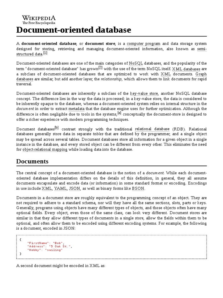Document-Oriented Database | PDF | Cybernetics | Software Engineering