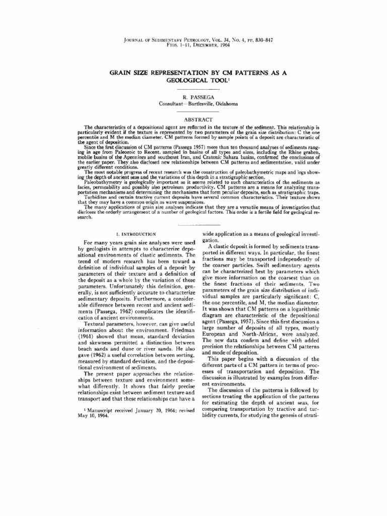 JSP - Passega - 1964 - Grian Size Representation by CM Patterns As A Geological Tool | PDF ...
