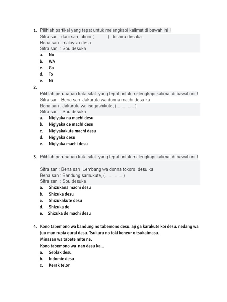 Latihan Soal PAT | PDF