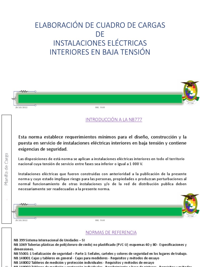 Cuadro de Cargas para Instalaciones Eléctricas | PDF | Corriente ...