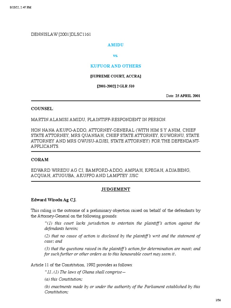 Amidu V Prez Kufuor | PDF | Qualified Immunity | Lawsuit