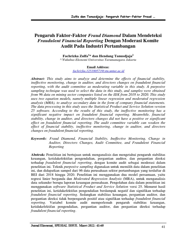 Pengaruh Fraud Diamond pada Laporan Keuangan | PDF | Audit ...