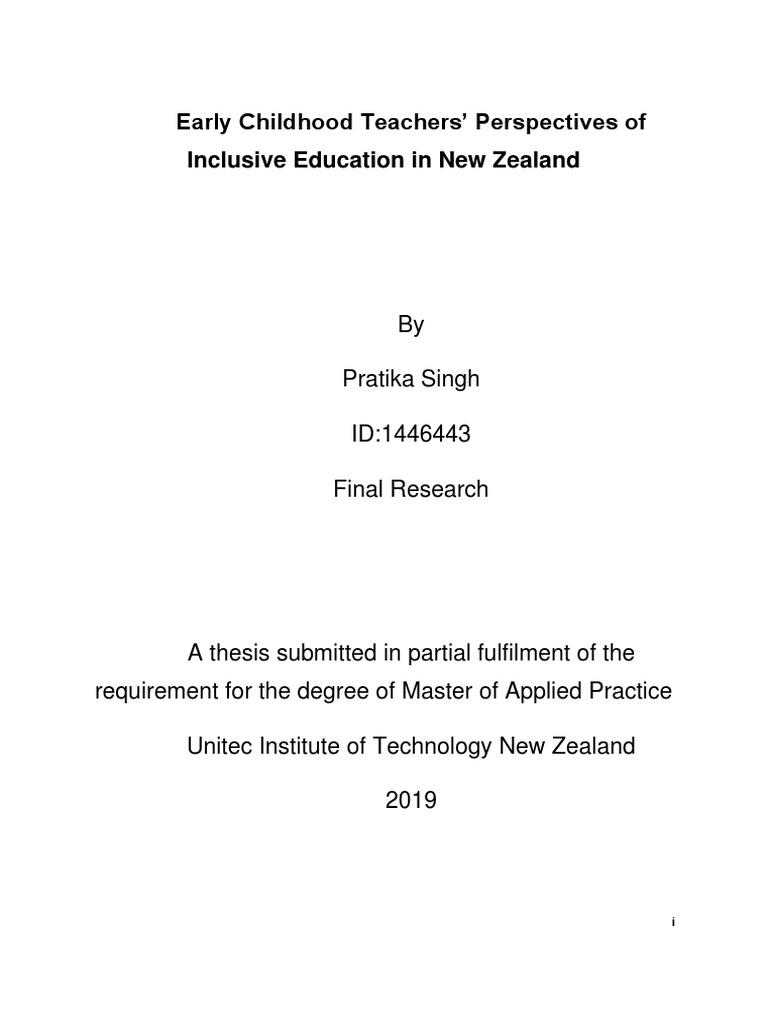 Early Childhood Teachers' Perspectives of Inclusive Education in New ...