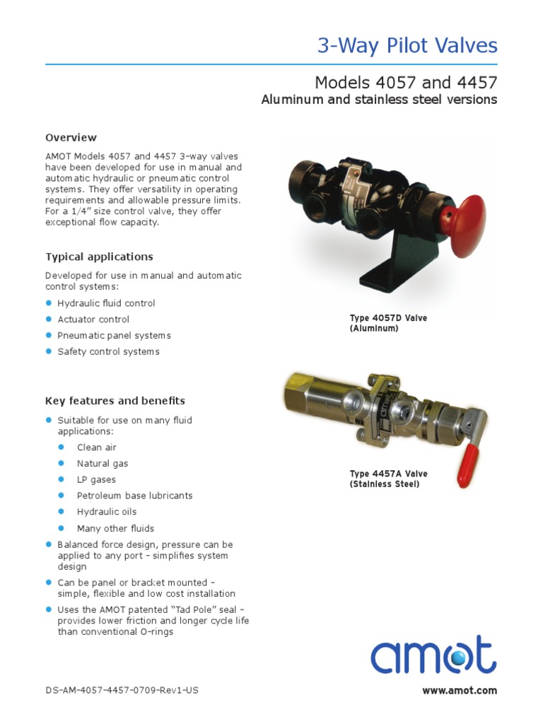 Datasheet 4057 4457 3-Way Pilot Valves Rev1 | PDF | Valve | Mechanical ...