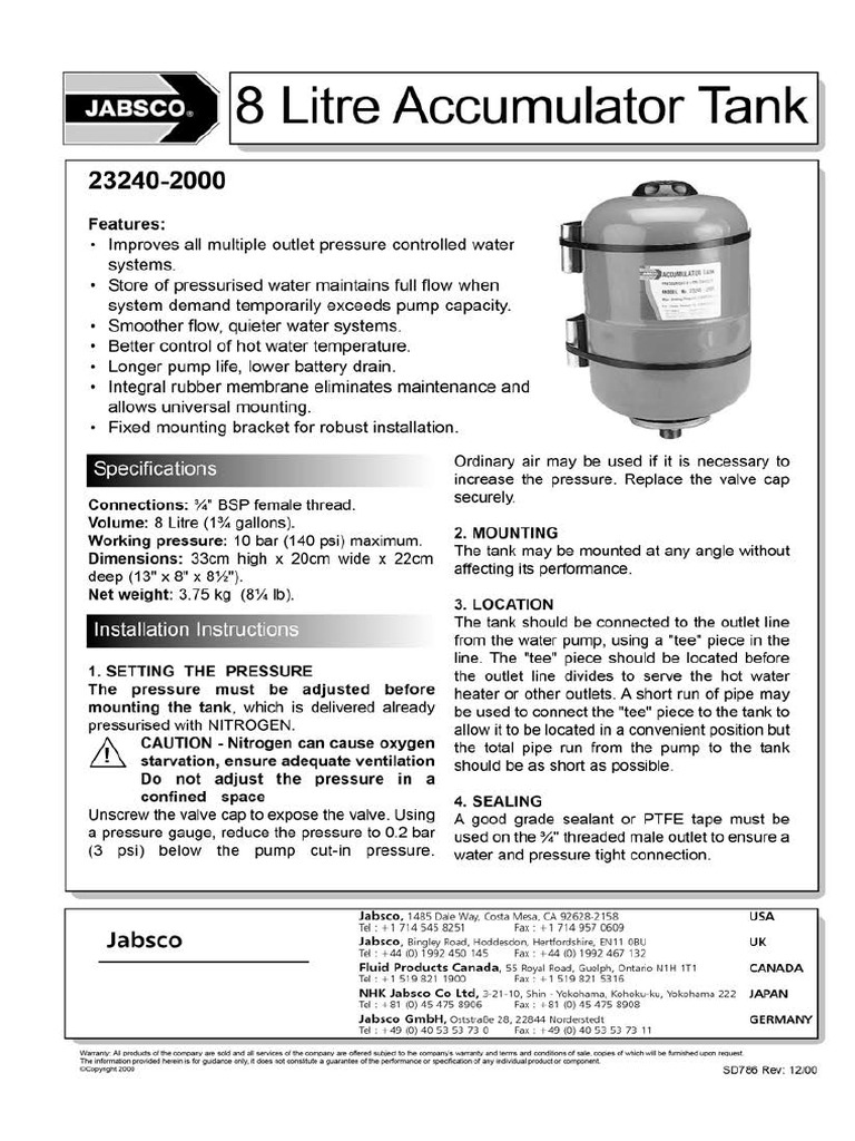 8l Acc Tank Technical Datasheet | PDF
