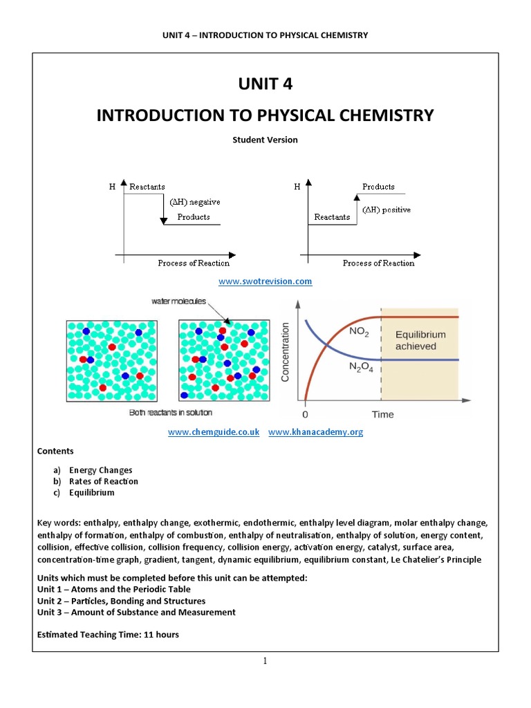 Unit 4 - Introduction To Physical Chemistry Student Version | Download Free PDF | Reaction Rate ...