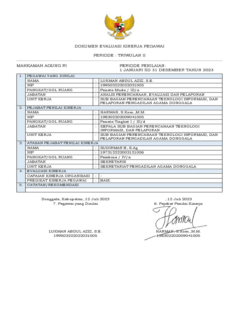 Dokumen Evaluasi Kinerja Pegawai | PDF