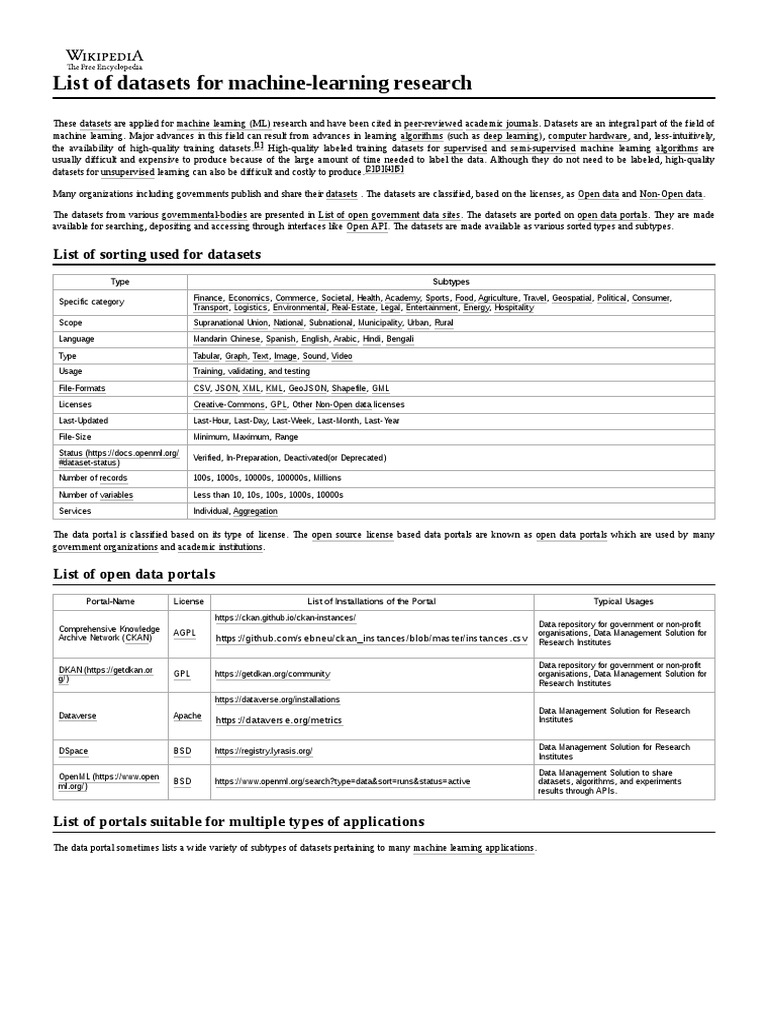 List of Datasets For Machine-Learning Research | PDF | Machine Learning ...