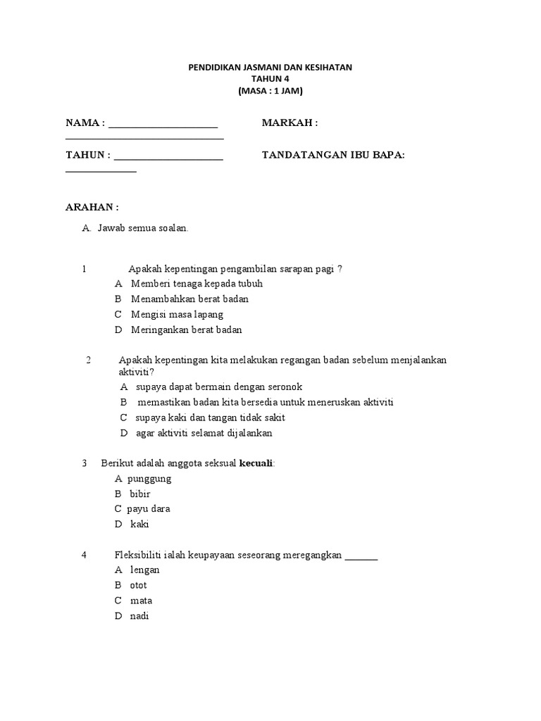 Soalan PJPK Upsa 2023 | PDF