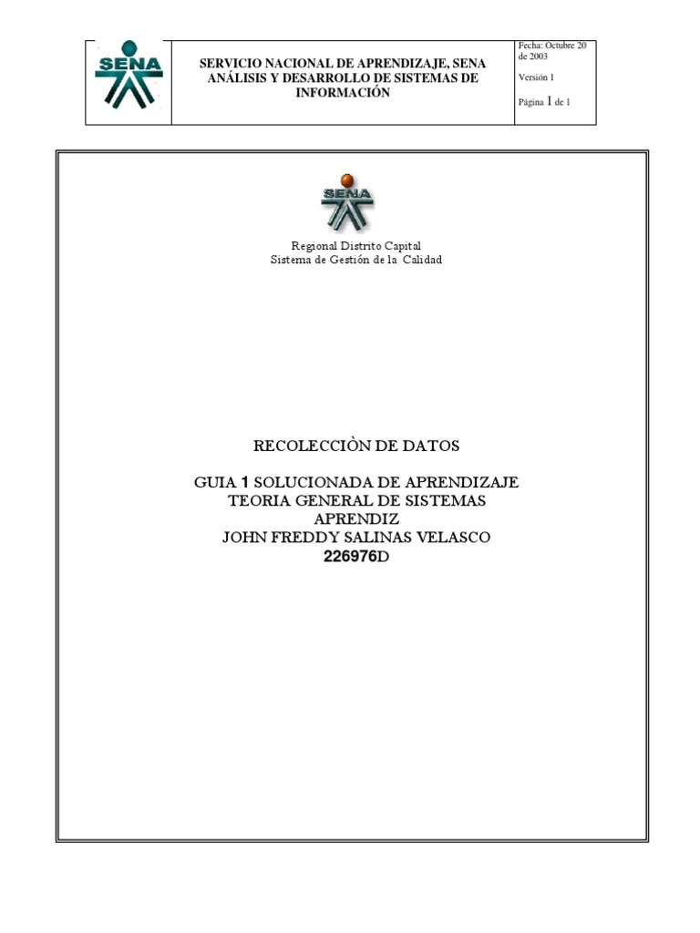 Guia de Aprendizaje Tgs - Sena | Descargar gratis PDF | Sistema | Teoría de sistemas