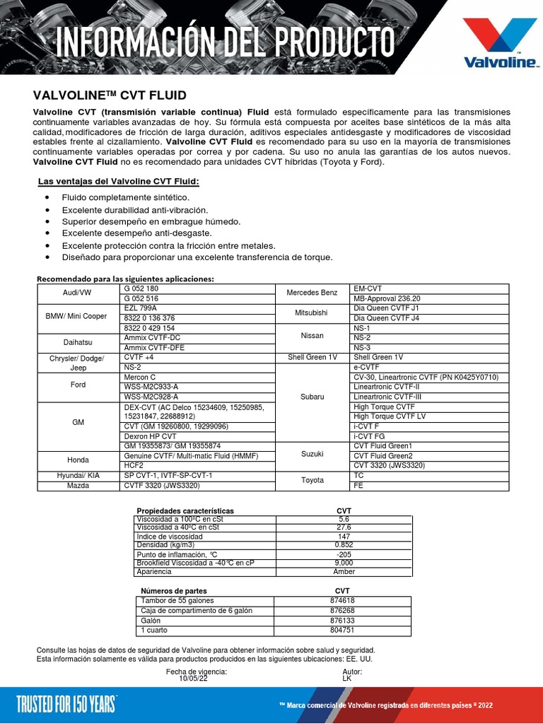 CVT Atf | PDF | Tecnologías automotrices | Coche